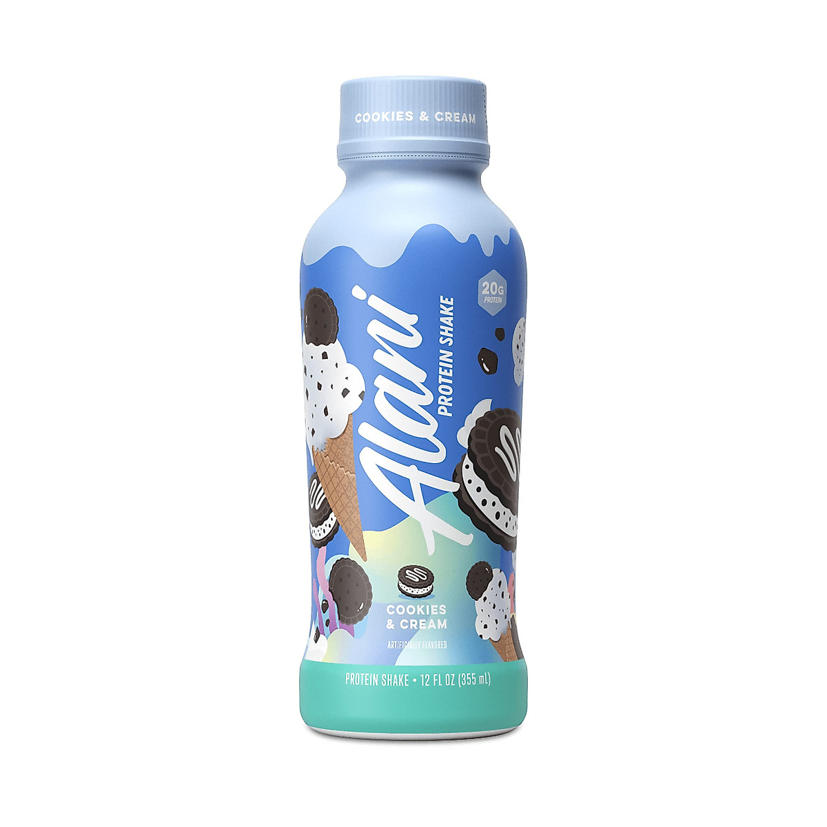 Alani Nu Protein Shake, Ready to Drink, Naturally Flavored, Gluten Free, Only 140 Calories with 20g Protein per 12 Fl Oz bottle (Cookies & Cream, 4 Pack), Number Of Items 1