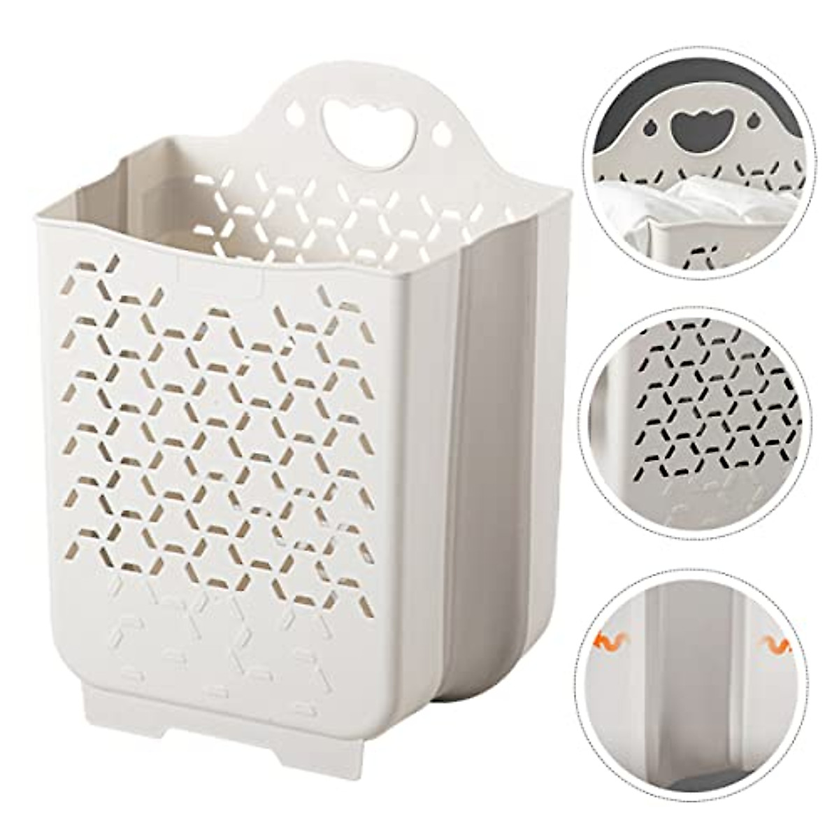 Cabilock 3 Sets Holding Mounted Hanging Space Household Clothes Sticky Wall Laundry for Mesh Hamper Bathroom Mount Container with Folding Dirty Basket Foldable Plastic Hook Organizers Kids