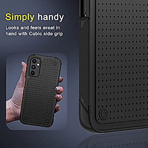 PULEN for Samsung Galaxy A14 5G Case with Screen Protector,PC+Soft Bumper Dual Layer [Military Grade][Non Slip Texture][Anti-Fingerprints] Heavy Duty Shockproof Protective Cover-Black