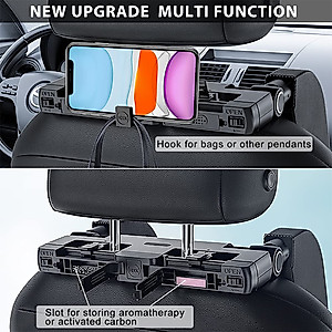 TICARVE Car Headrest Pillow, Car Seat Head Neck Supports, Car Seat Back Hanger Hook, Adjustable Both Side Travel Car Sleeping Pillow for Kids Adult (Black)