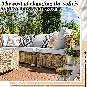 Patelai 12 Pcs Patio Cushion Covers Outdoor Cushion Covers Replacement Outdoor Cushion Slipcovers with Zipper for Outdoor Furniture, Patio Sofa Couch (6 Seat Covers and 6 Back Covers)(Light Gray)