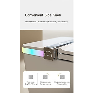 Smart Bidet Toilet with Built-In Bidet - Elongated Toilet with Side Knob - Heated Bidet Seat -One Piece Bidet Toilet Seats with Foot Sensor Operation - Auto White Toilet with LED Display for Bathroom