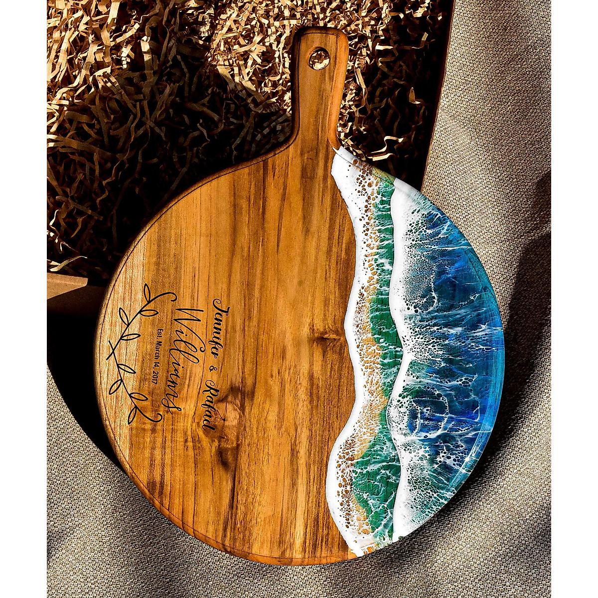 CUTTING BOARD AND CUP HOLDER SET, CHOPPING BOARD AND CUP HOLDER SET, RESIN CUTTING BOARD, CHOPPING BOARD, CUTTING BOARD, OCEAN THEME CUTTING BOARD, CUSTOMIZED CUTTING BOARD, PERSONALIZED CUTTING BOARD