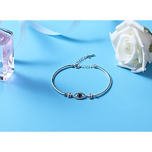 SUE'S SECRET Evil Eye Bracelet Crystal Jewelry Bangle with a Tiny Cross Extender for Women Mothers Day Easter Gifts for Mom Anniversary Day Birthday
