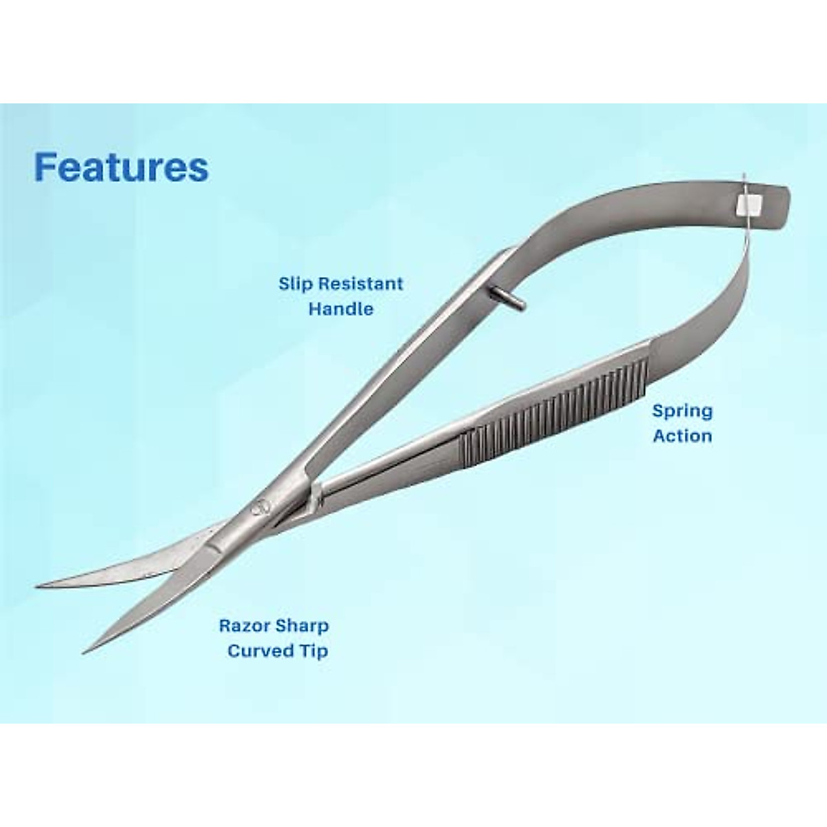 Micro Scissors 4.5" curved Castroviejo stitch cutting embroidery spring action extra sharp Squeeze scissors for ENT eye skin dental veterinary surgeon by Artman Instruments