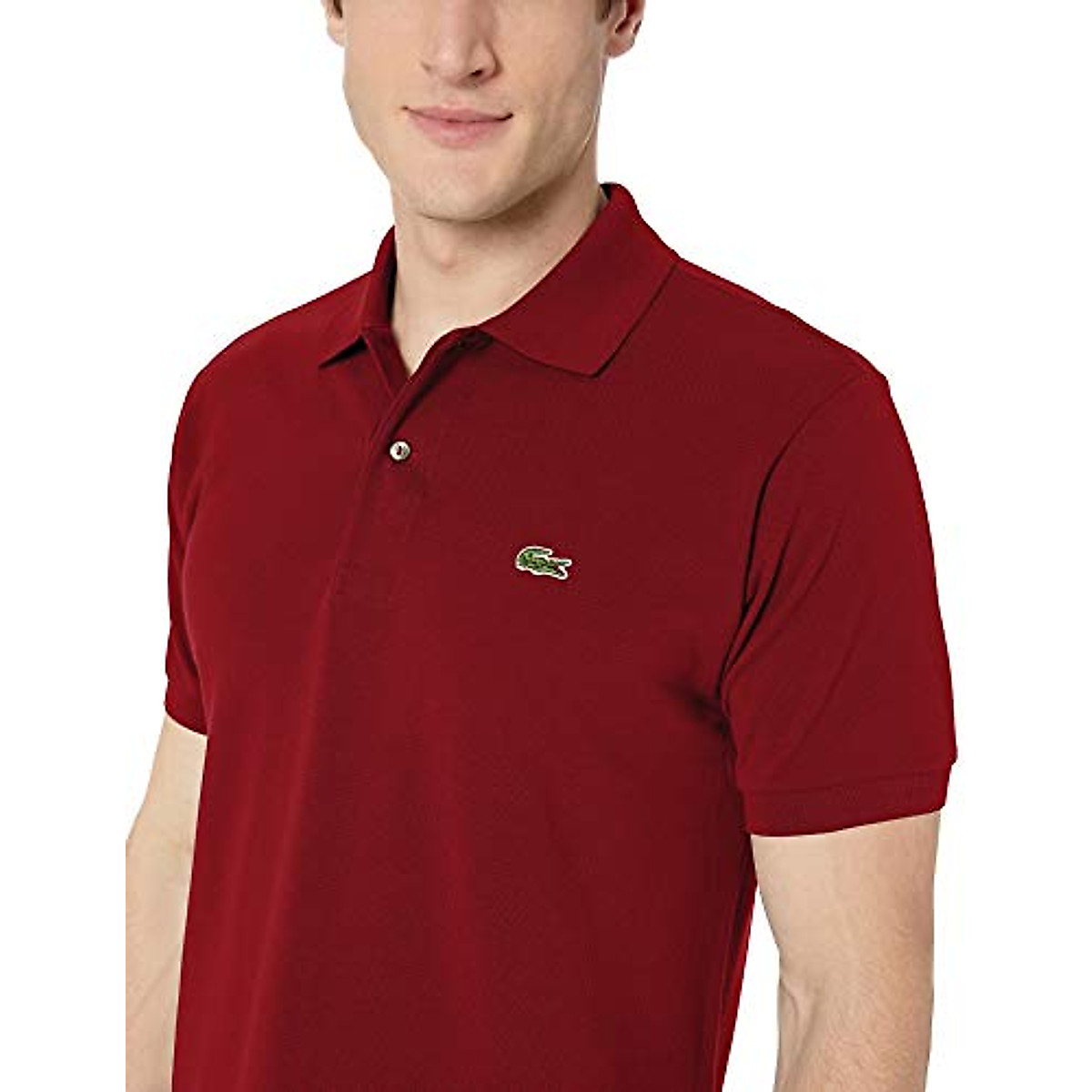 Lacoste Mens Short Sleeve L.12.12 Pique Polo Shirt, Bordeaux Red, L