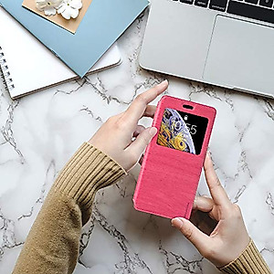 for Gigaset GS160 Case, Wood Grain Leather Case with Card Holder and Window, Magnetic Flip Cover for Gigaset GS160 (5”)