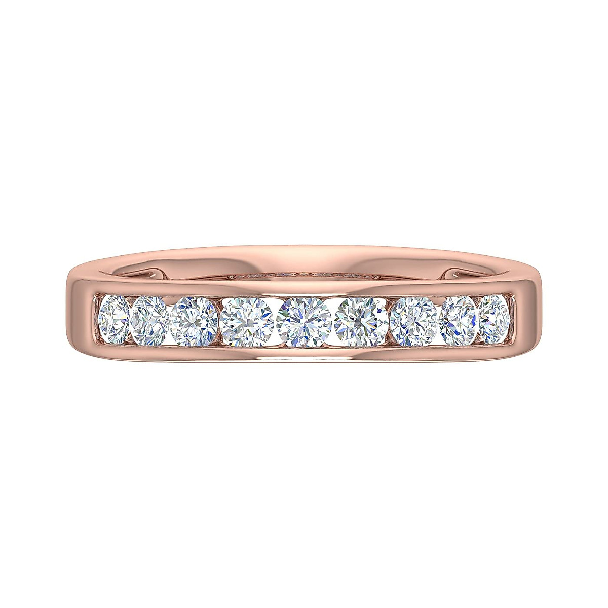 1/2 Carat Channel Set Diamond Wedding Band Ring in 14K Rose Gold (Ring Size 7.5) (I1-I2 Clarity)