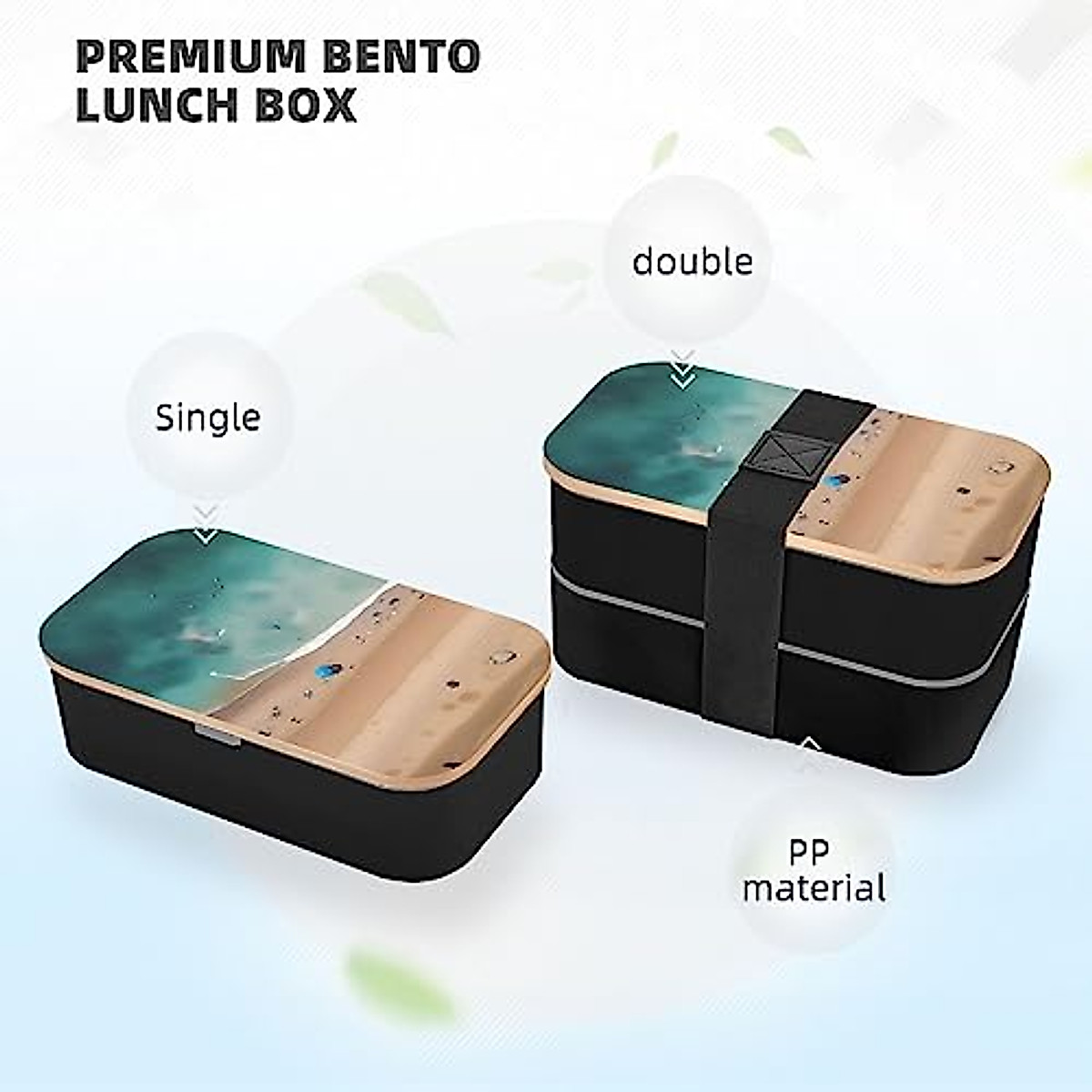 Aerial View Of The Beach Adult Lunch Box, Bento Box, With Cutlery Set Of 3, 2 Compartments, Rectangular, Lunch Box For Adults