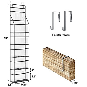 Fixwal 6-Shelf Over Door Hanging Pantry Organizer Storage with Clear PVC Pockets Nursery Closet 3 Small for Bedroom Baby Kids Cosmetics Toys and Sundries