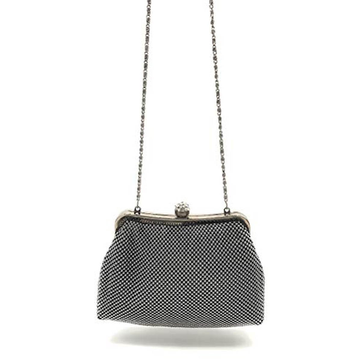 Women clutch small metal beaded mesh evening purse bag for Cocktail Party Prom Wedding Banquet (Gun Metal)