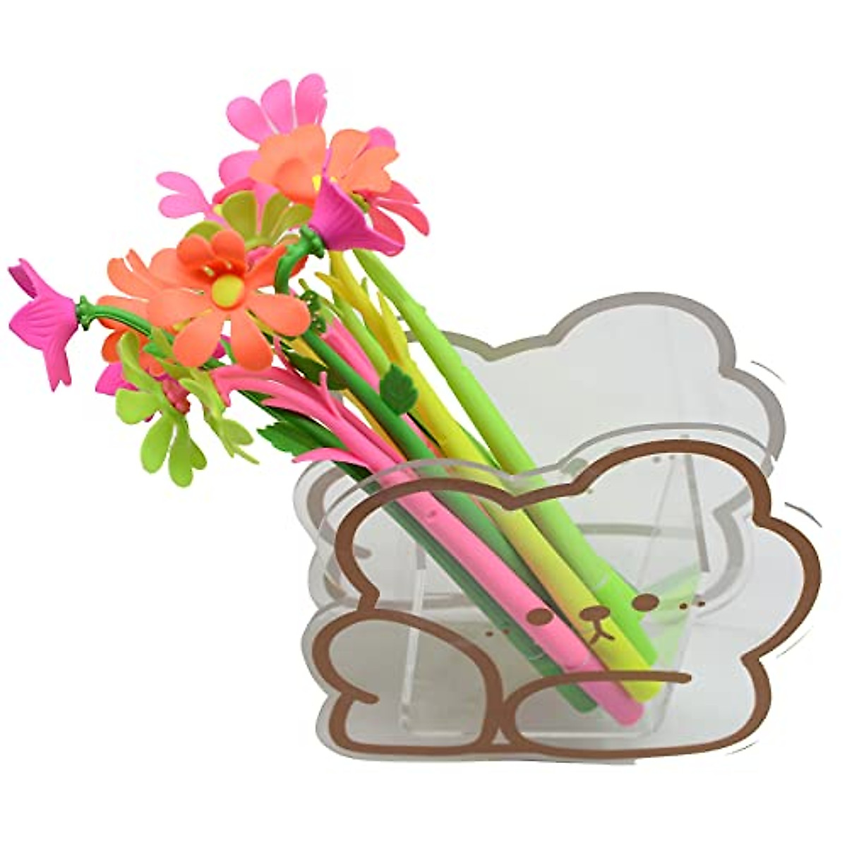 Yansanido Fluent Writting Pen, 12 Pcs 0.5 mm Black Ink Flower Shape Rolling Ball Cute Gel Ink Pen for Student and School Office Supplies (flower)