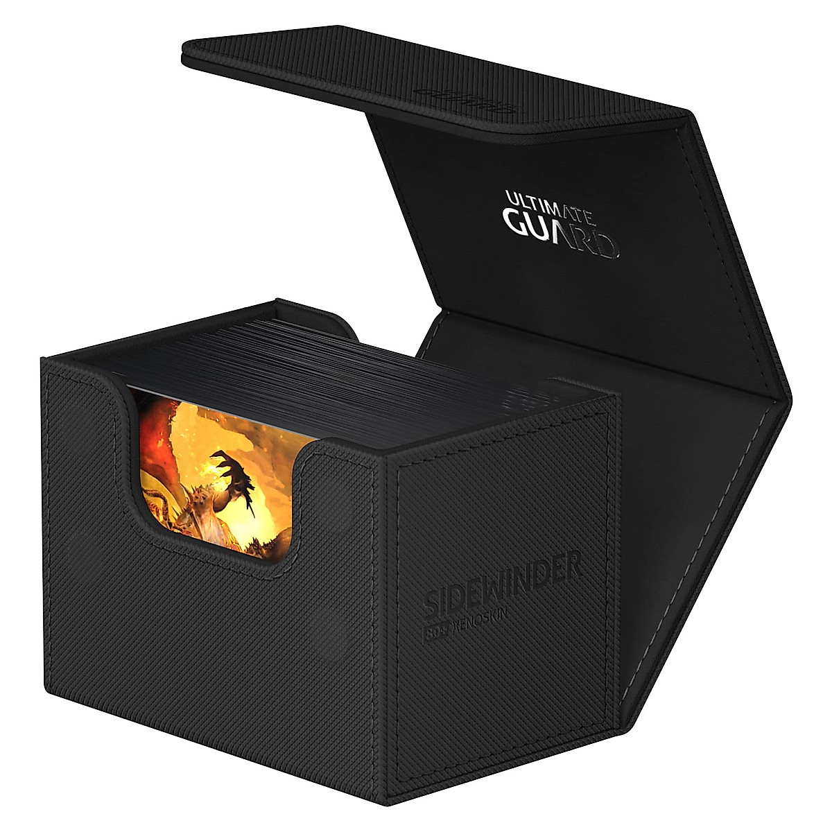 Ultimate Guard Sidewinder 80+, Deck Box for 80 Double-Sleeved TCG Cards, Black, Magnetic Closure & Microfiber Inner Lining for Secure Storage