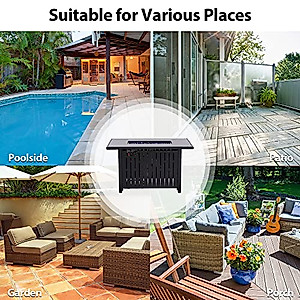 43 in Propane Fire Pit Table,Fire Pit Table,60,000 BTU Auto-Ignition Gas Firepit,CSA Certification and Black Tempered Glass Tabletop,for Outdoor, Patio, Lawn…