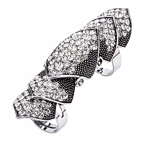 Szxc Women's Double Full Finger Armor Knuckle Long Adjustable Ring Halloween Party Accessories Costume Jewelry Gifts