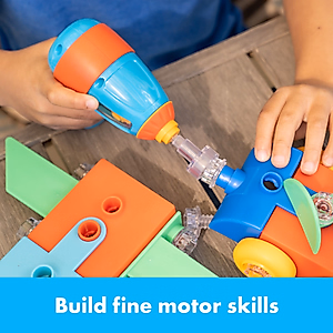 Educational Insights Design & Drill Build-It Bucket with Electric Drill Toy, 41 Pieces, Preschool STEM Toy, Gifts For Boys & Girls, Ages 3+