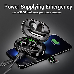 Earbuds Wireless Bluetooth, Hi-Fi Stereo Noise Cancelling Earbuds, Light Weight Bluetooth 5.2 Earphone with Mic, 80H Playtime IPX7 Waterproof Headphone with Charging Case for All Bluetooth Devices