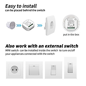DoHome Homekit WiFi Relay Switch, Smart Relay Wireless Remote Control Light Switch Voice Control Outlet Timer Work with Siri, Alexa and Google Assistant DIY Your Home 2 Pack (Square)