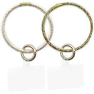 BERITNI Wrist Lanyard, Fashion Bling Phone Lanyard Wrist Strap Keychain Holder, Cell Phone Wrist Strap Loop, Silicone Phone Wristlet Charm Compatible with iPhone, Smartphones, Yellow + Gold