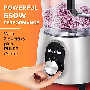 Mueller Ultra Prep Food Processor Chopper for Dicing, Slicing, Shredding, Mincing, and Pureeing, Food Chopper for Vegetables, Meat, Grains, Nuts, 8 Cup, Silver