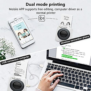 Rano RANO Paperang P2 Wireless Pocket Thermal Photo Printer, 300DPI HD Printer, Compatible with Android and iOS WHITE G-12