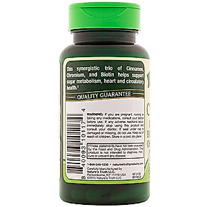 Ceylon Cinnamon Capsules | 2500mg | 60 Count | Vegetarian, Non-GMO & Gluten Free Supplement | Plus Chromium and Biotin | by Nature's Truth