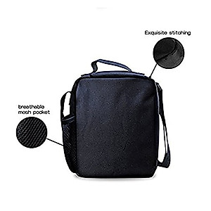 Dellukee School Lunch Bag For Kids Soft Boys Girls Adjustable Shoulder Strap Durable Handbag Tote Bag Reusable Insulated Lunch Box With Zipper Starry Sky Wolf Print