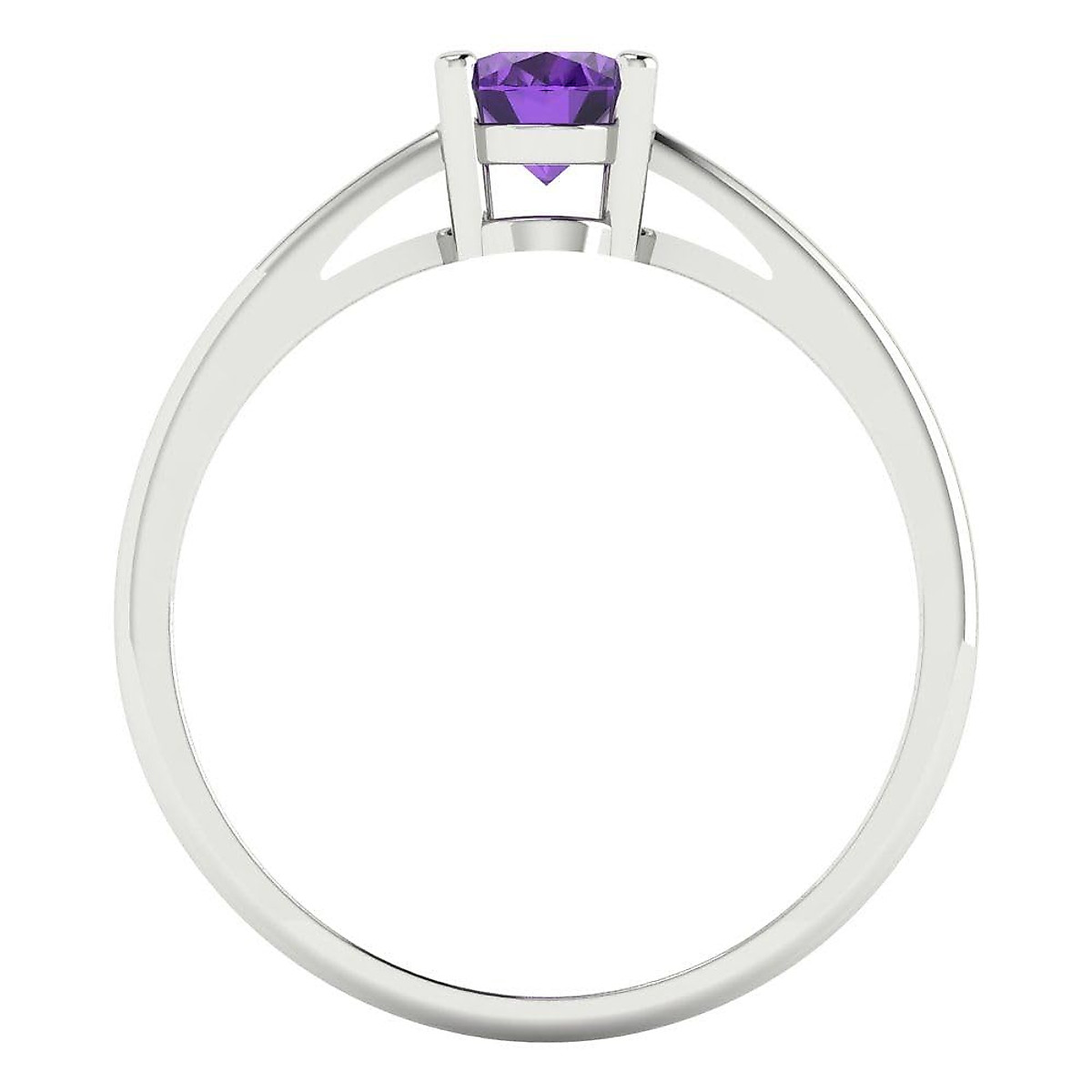 Clara Pucci 1.0 ct Oval Cut Solitaire Natural Amethyst gemstone Wedding Bridal Designer Anniversary Engagement Ring Real 14k White Gold