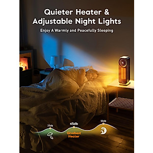 Givebest Space Heaters for Indoor Use, Touch Panel, 1500W Fast Heating Electric Heater with Remote, 5 Modes Quiet Heater with Night Light, Oscillating Heater with Thermostat for Bedroom, Office