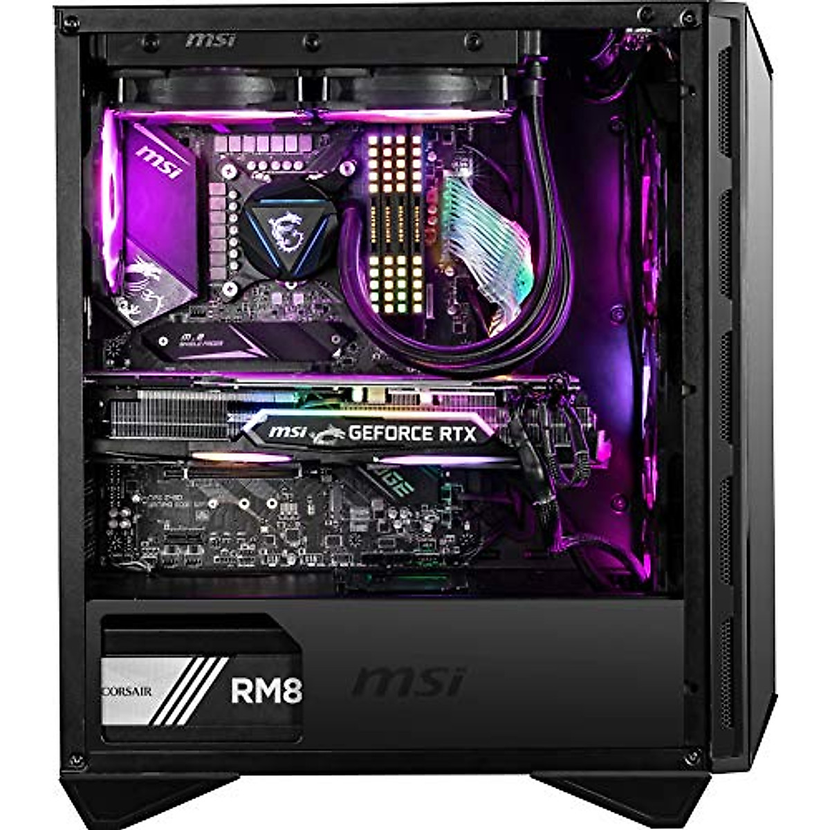 MSI MPG GUNGNIR 110R - Premium Mid-Tower Gaming PC Case - Tempered Glass Side Panel - 4 x ARGB 120mm Fans - Liquid Cooling Support up to 360mm Radiator - Two-Tone Design