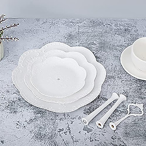 2 Set of 3-Tier Plastic Cupcake Stand Dessert Plates Mini Cakes Fruit Candy Display Tower White for Kids Birthday Tea Party Baby Shower Serving Tray, Round