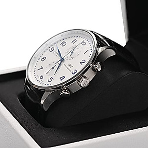 Woodten PU Leather Watch Gift Box Premium Single Wristwatch Storage Case with Removable Pillow(White)