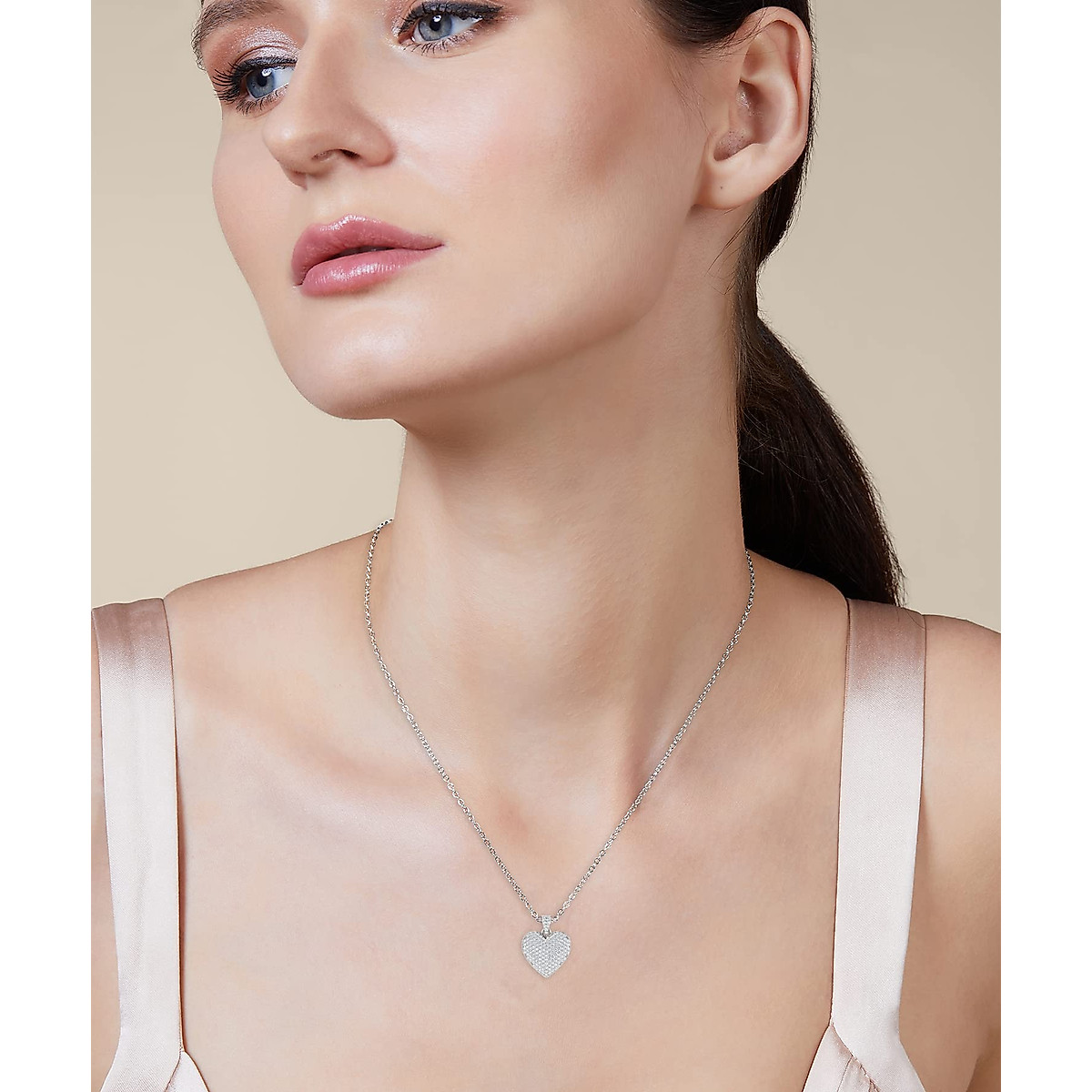 Jenelia Jewelers 1.25 to 3.00 CT. T.W. Cluster Diamond Heart Pendant Necklace for Women 925 Sterling Silver Gold Plated Cubic Zirconia Cz Jewelry (18" Free Silver Chain) (1.25 CT (Cluster Heart_3))