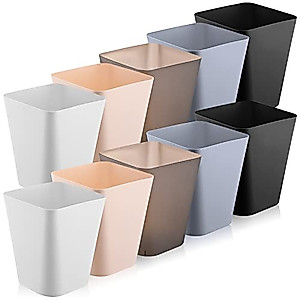Amyhill 10 Pcs Square Plastic Trash Can Wastebasket Small Garbage Can Waste Basket for Bathroom Office Kitchen Living Room Bedroom Home Under Desk, Black, Gray, White, Khaki, Brown