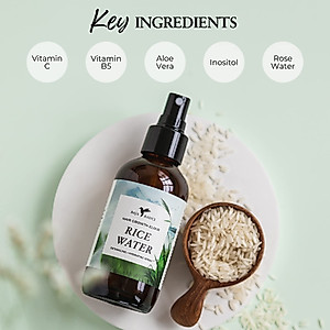Rice Water For Hair Growth by Baja Basics, Thickness, Strength, Shine - Leave-in Conditioner for Scalp, Dry Split End Moisturizer - Mist Spray for Curly, Straight, Thick, Thin Hair 4oz