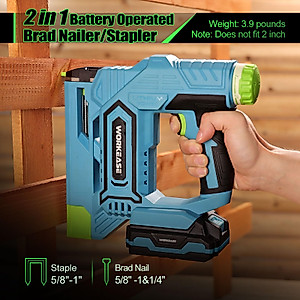 18 GA Brad Nailer Battery Powered, 2 in 1 Cordless Nail Gun with 20V 2.0Ah Battery, Fast Charger, 1500 Nails & 980 Staples, Electric Staple Gun for Furniture Woodworking