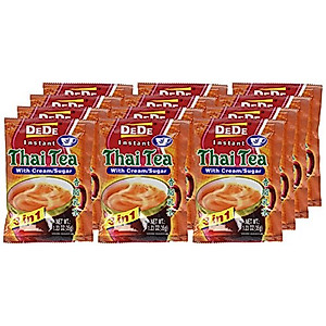 Unknown DEDE Instant Thai Tea Drink with and Sugar 12 Pockets, cream, 14.76 Ounce