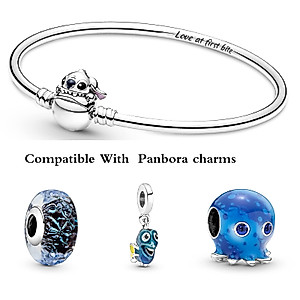 IBAGKE 925 Sterling Silver Bracelet for charm bangle Love at first bite engraved Fit 928 Sterling Silver Charms Bracelet for Women for Christmas Valentine Day Gift