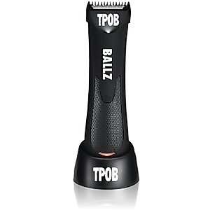 TPOB Ballz Male Grooming Trimmer - Cordless Rechargeable Hair Clippers for Men, Zero Gapped T-Blade, Electric Beard Trimmer Shaver - Black