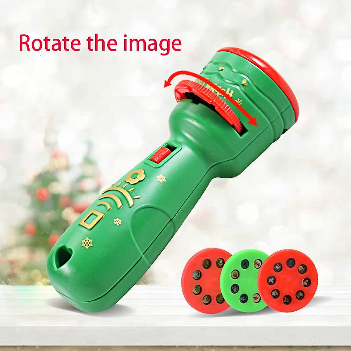 MONEYN Slide Projector Torch Projection Light, Christmas Day Children's Light Projector Fun Lighting Flashlight, Kids Toddler Fun Cognition Bedtime Education Projection Light (Random Color 1pcs)