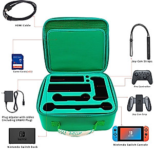 Carrying Case for Nintendo Switch,Portable Travel All Protective Hardshell Storage Case Compatible with Switch OLED Model for Switch Console, Pro Controller, Switch Dock with 21 Games Cards Slots