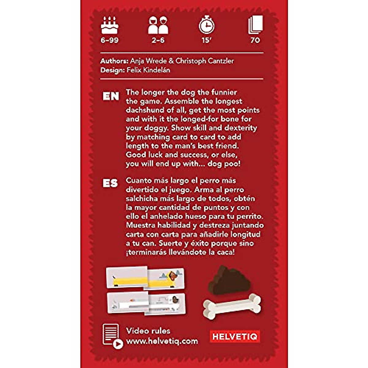 Helvetiq Winston Card Game - Build The Longest Dachshunds and Win! Strategy Game for Dog Lovers, Fun Family Game for Kids & Adults, Ages 6+, 2-6 Players, 15 Minute Playtime, Made