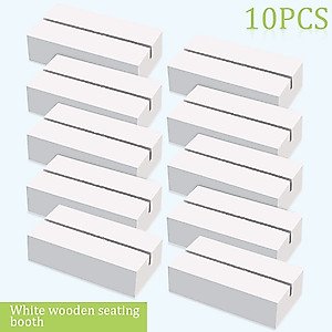 Bercoor 10 Pieces White Wood Place Card Holders, 3 x 1.6 x 0.8 Inch Wood Table Number Stands Wood Sign Holders for Wedding Party Events Decoration