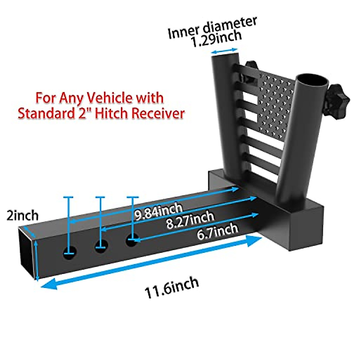 JUYEER Truck Flag Pole Mount Hitch Flag Pole Holder Heavy Duty Flag Pole Mount for Any Vehicle with Standard 2" Hitch Receiver, Hitch Flag Pole Mount for Pickup, Trucks, Trailer, SUV,Car etc