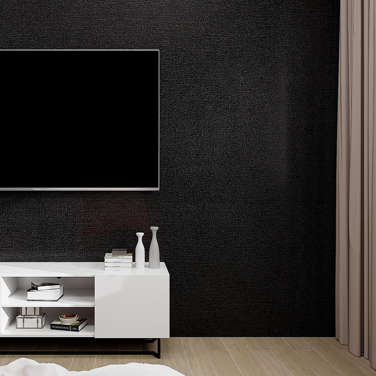 (394inx17.7inch Peel and Stick Wallpaper Black Contact Paper Self Adhesive Easy to Apply Wall Coverings Shelf Home Decorative Wall Paper Textured Shelf Decorative