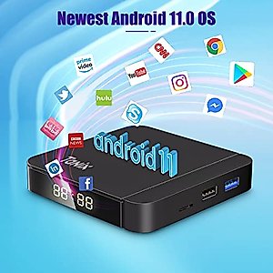 Android TV Box 11.0, Tanix W2 Android TV Box 4GB RAM 32GB ROM with Wireless Keyboard, Android Box with Amlogic S905W2 Quad Core 64 Bits, AV1 4K 3D USB 3.0 BT 4.2 TV Box
