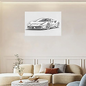 Car Poster Ferrari F40 Supercar Posters Racing Car Canvas Wall Art For Boy's Bedroom SuperCar Wall Decor Unframe-style 18x12inch(45x30cm)