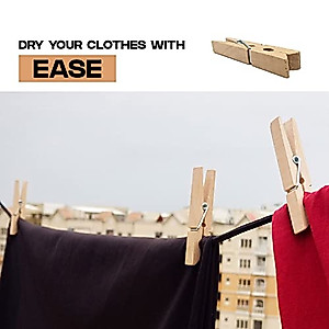 blacksheep Zenia Pegs Clothes Pins Heavy Duty Outdoor with Spring, Wooden Clothespins for Crafts and Hanging Clothes on Clothesline Laundry, 2.8 inch, Pack of 50, Brown, 00-02