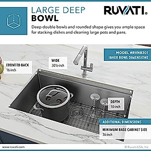 Ruvati 32-inch Workstation Ledge Tight Radius Undermount 16 Gauge Kitchen Sink Single Bowl - RVH8301
