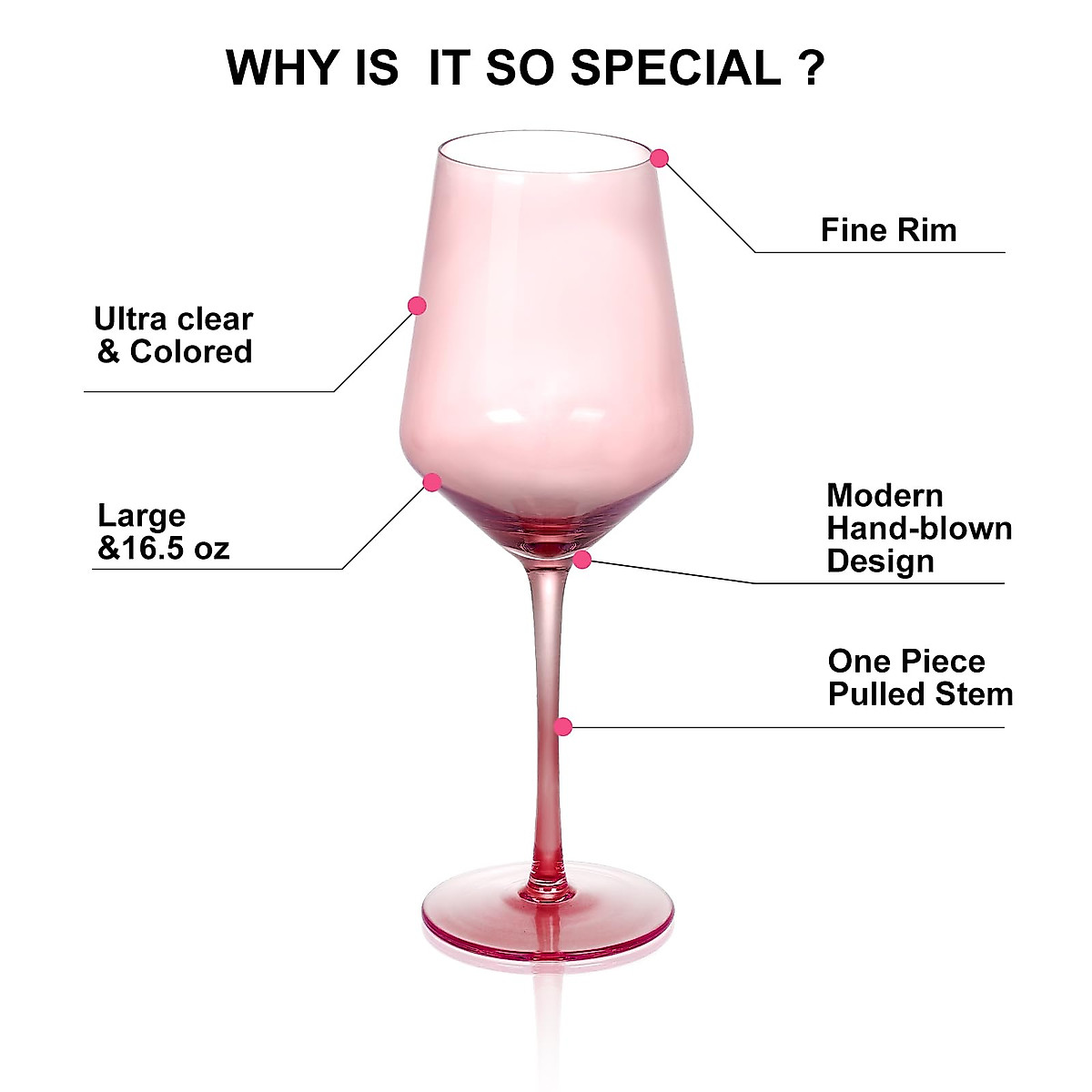 Mongshin 16 oz Premium Multi-Color Stemmed Wine Glasses -Colored Wine Glasses Gift for Wedding, Mothers -Luxury,Durable,Colourful Glasses Collection(set of 4)